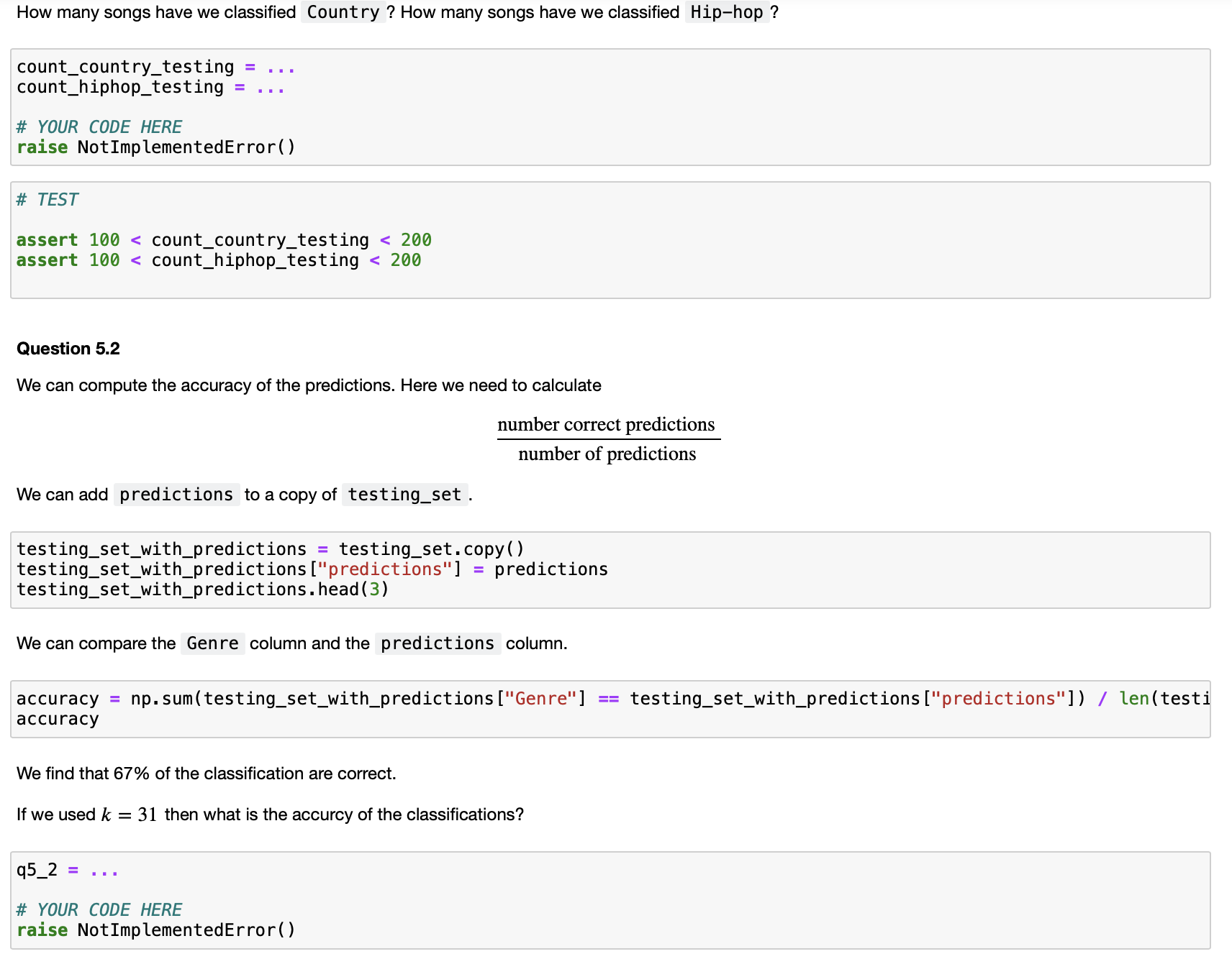 Solved How many songs have we classified Country? How many | Chegg.com