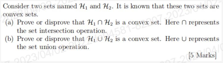 Solved Consider Two Sets Named H1 And H2 It Is Known That