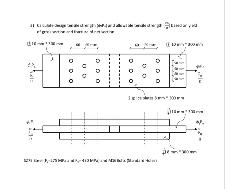 Solved 3) Calculate design tensile strength (pP) and | Chegg.com