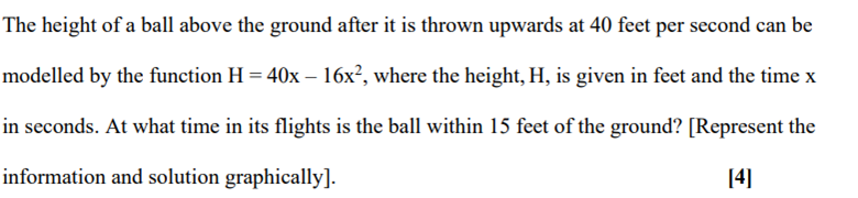 Solved The height of a ball above the ground after it is | Chegg.com