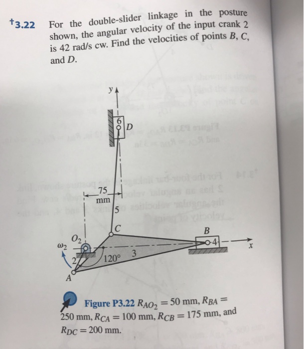 Solved 3.22 Fr the double-slider linkage in the posture | Chegg.com