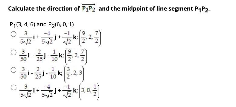 Solved Calculate the direction of P1P2 and the midpoint of | Chegg.com