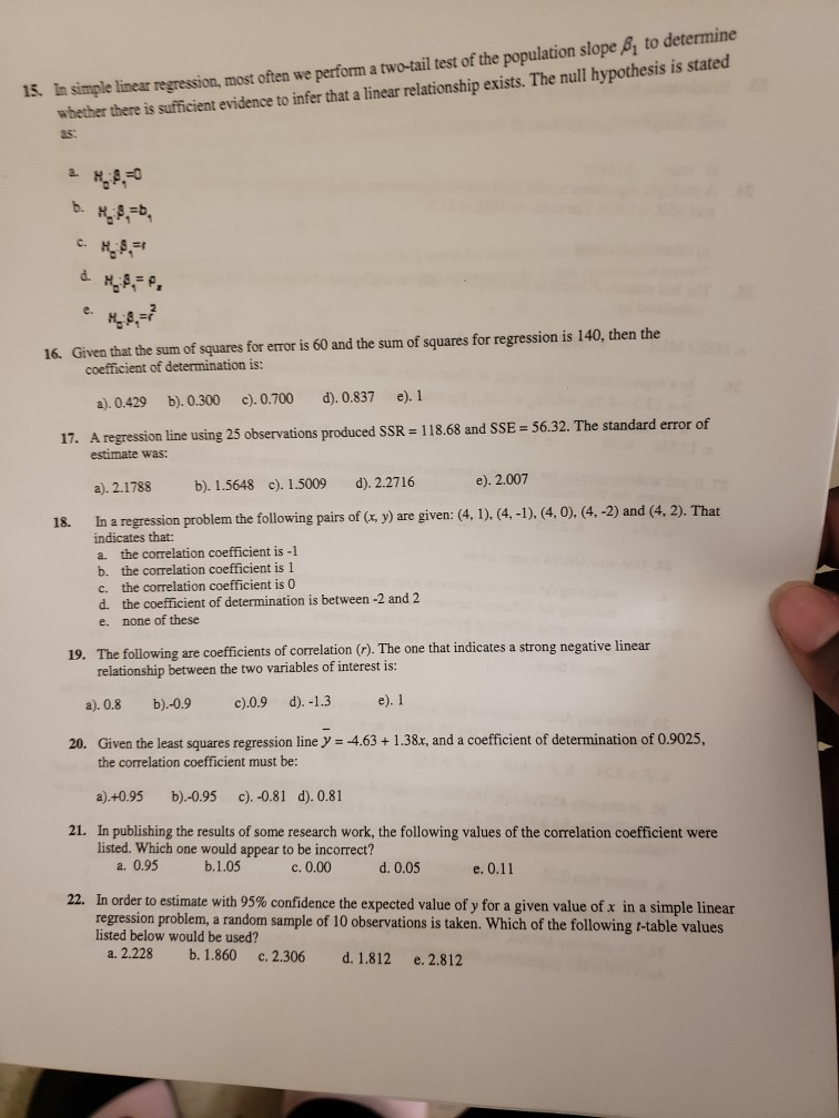 Solved 1s. In simple linear regression, most often we | Chegg.com