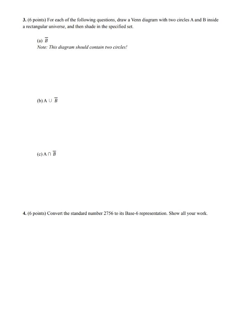 Solved 3. (6 points) For each of the following questions, | Chegg.com