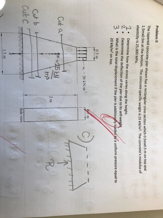 Solved Problem II The tapered concrete pier shown has a | Chegg.com