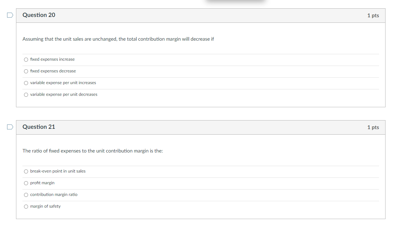 Solved Which Costs Will Change With A Decrease In Activity Chegg