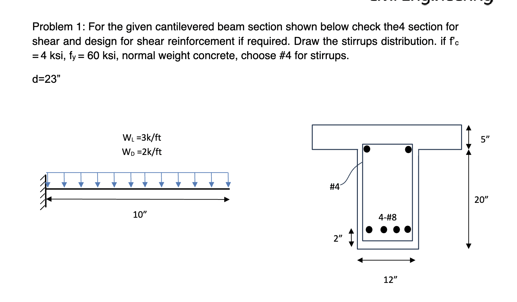Solved Problem 1: For the given cantilevered beam section | Chegg.com