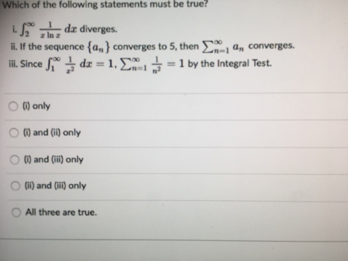 Solved Which of the following statements must be true? i. | Chegg.com