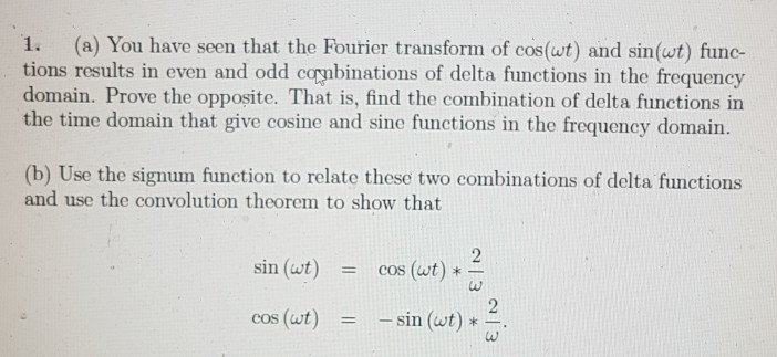 Solved 1. (a) You have seen that the Fourier transform of | Chegg.com