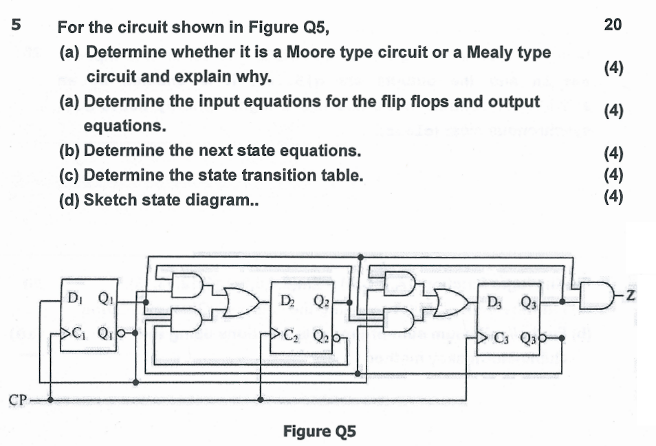Solved 5 ﻿For the circuit shown in Figure Q5,(a) ﻿Determine | Chegg.com