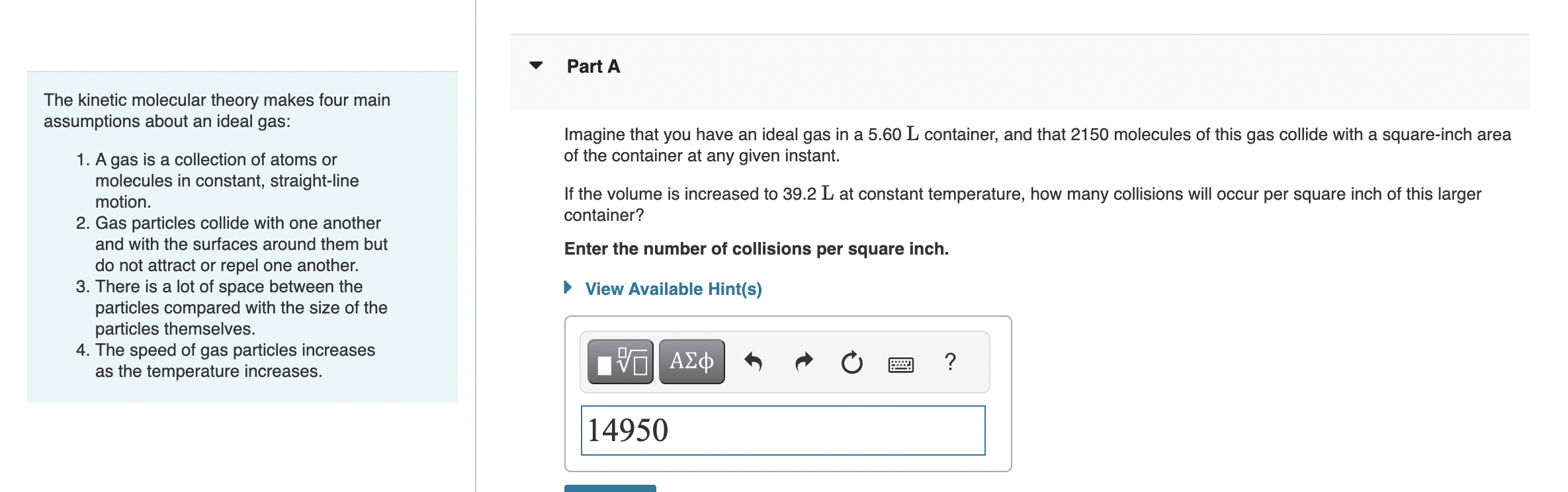 Solved The kinetic molecular theory makes four main | Chegg.com