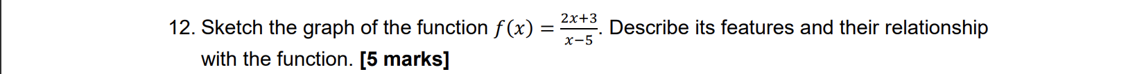 Solved 12. Sketch the graph of the function f(x)=x−52x+3. | Chegg.com