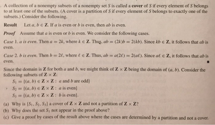 Solved A collection of a nonempty subsets of a nonempty set | Chegg.com
