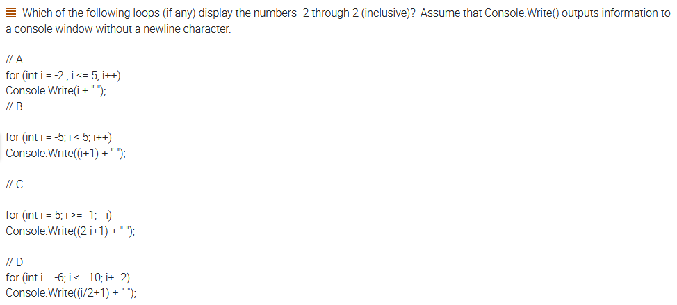 Solved :三 Which of the following loops (if any) display the | Chegg.com