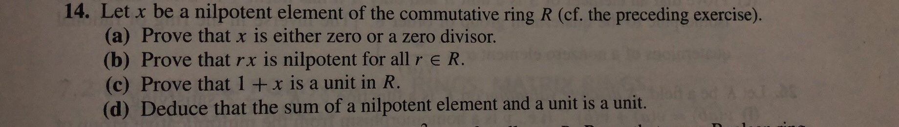 Solved 14. Let x be a nilpotent element of the commutative | Chegg.com