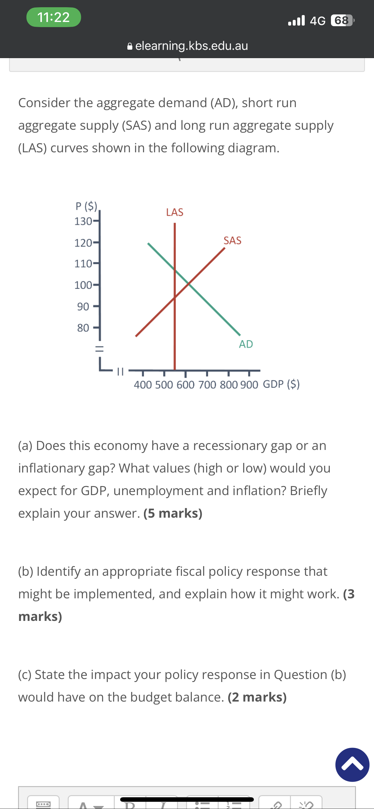 Solved Consider the aggregate demand (AD), short run | Chegg.com