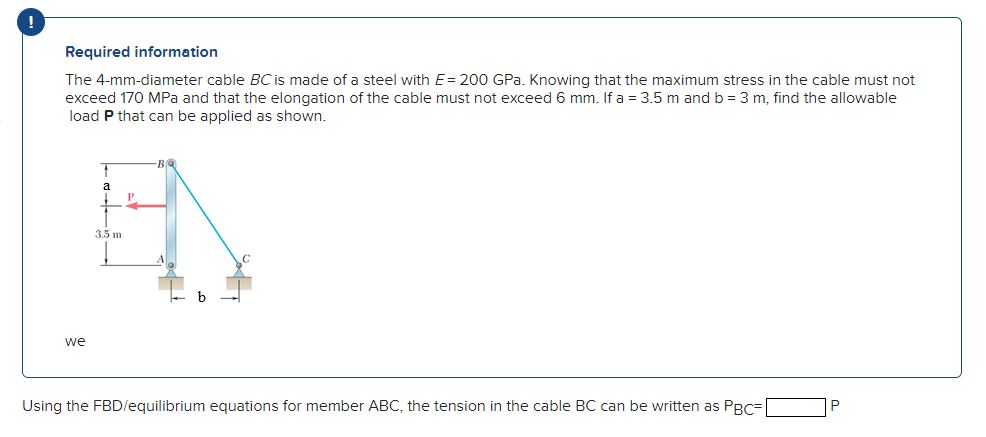 Solved Required information The 4-mm-diameter cable BC is | Chegg.com