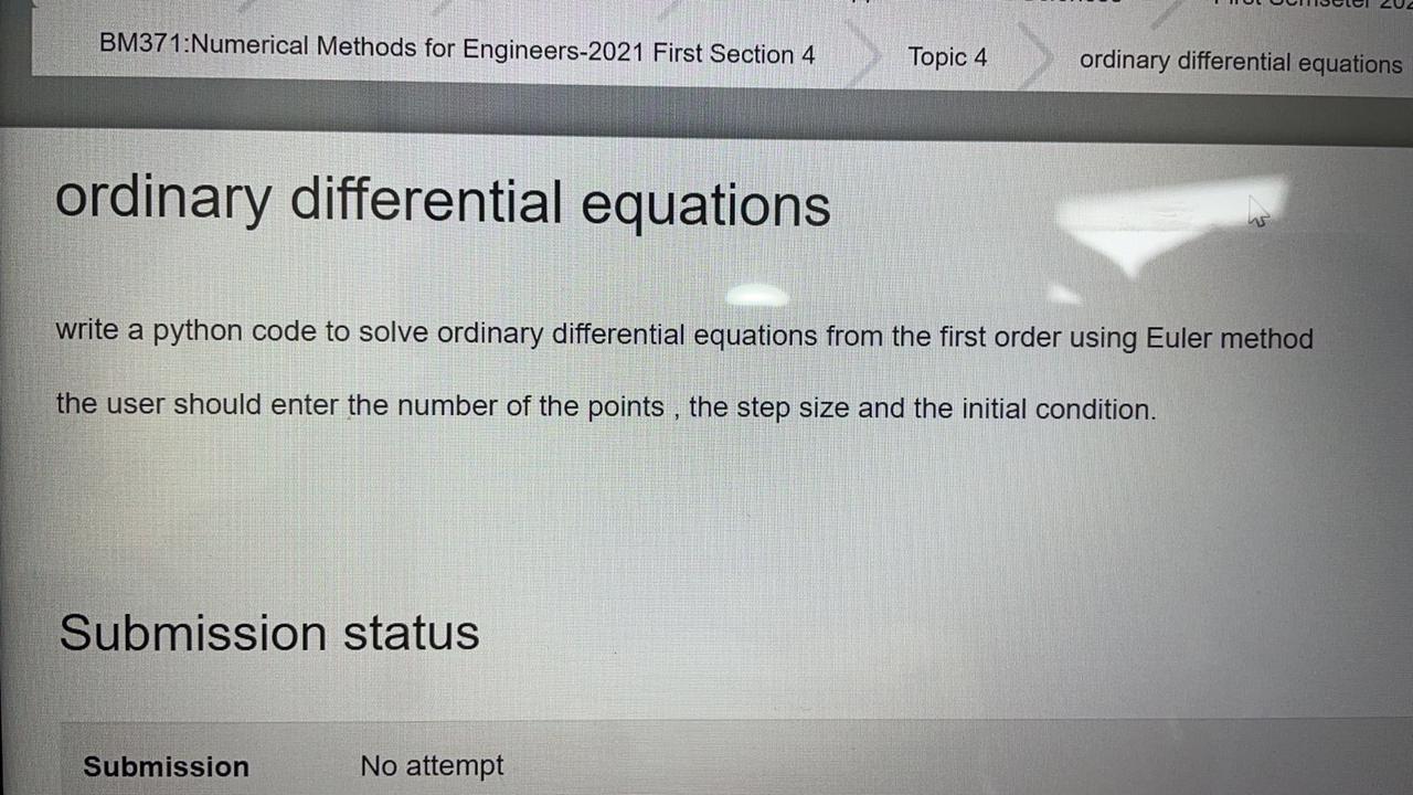 Solved BM371: Numerical Methods for Engineers-2021 First | Chegg.com