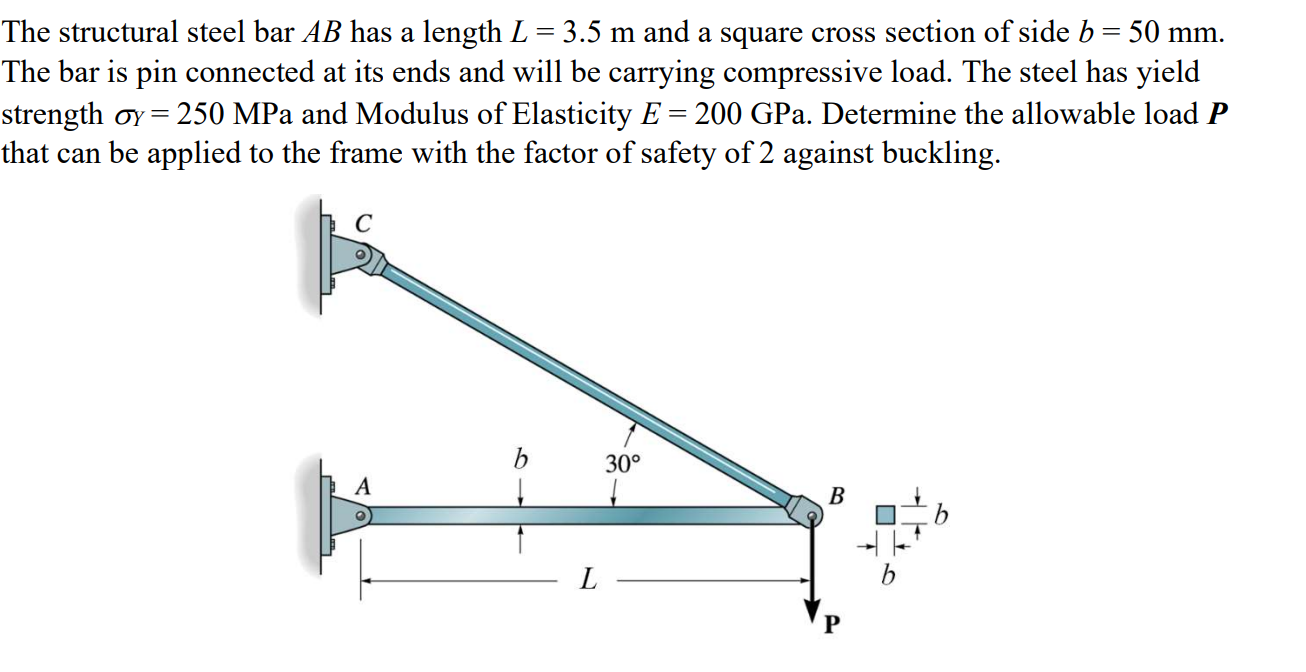 Solved The structural steel bar AB has a length L=3.5 m and | Chegg.com
