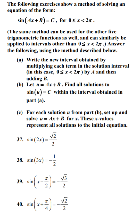 Solved The following exercises show a method of solving an | Chegg.com