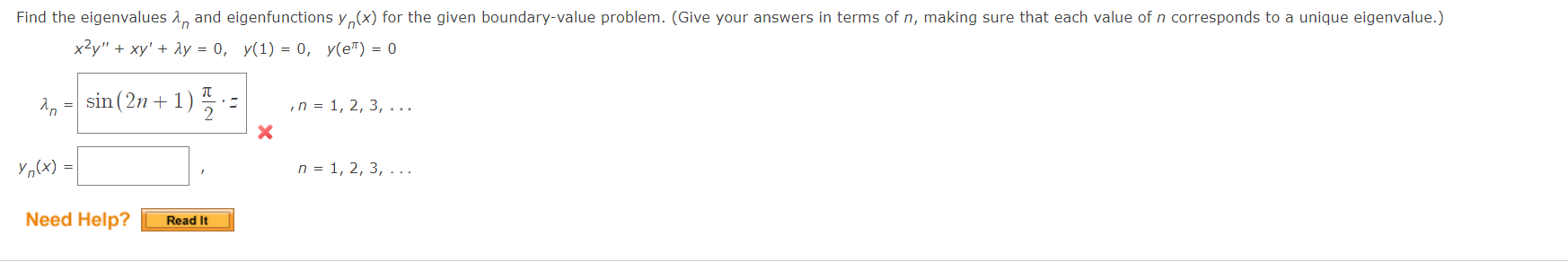 Solved Find the eigenvalues in and eigenfunctions yn(x) for | Chegg.com