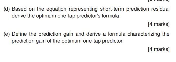 Solved (d) Based on the equation representing short-term | Chegg.com