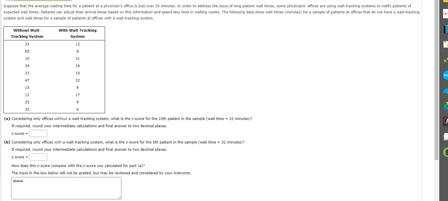 Solved system and wait times for a sample of patients at | Chegg.com