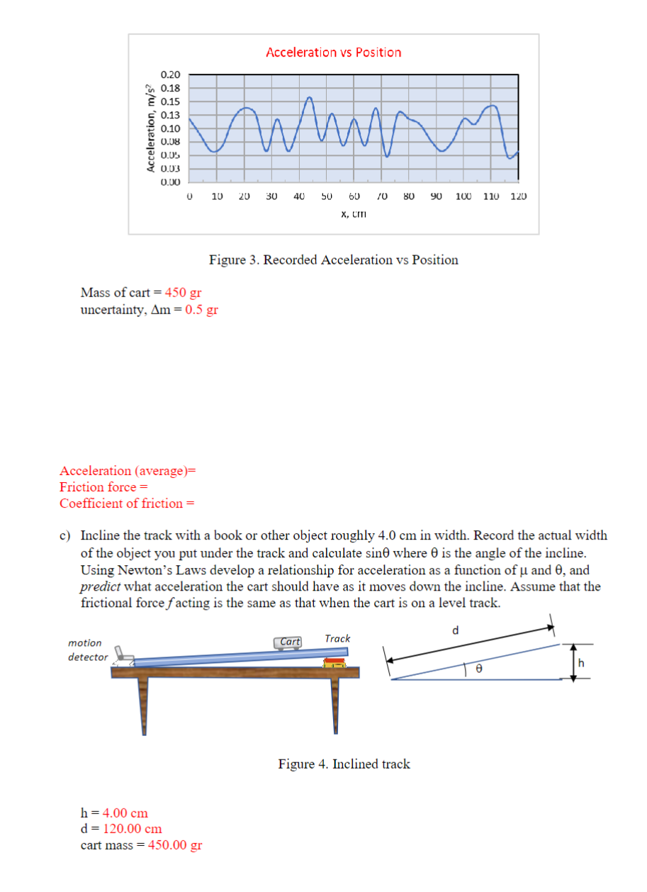 1. Analysis of the cart's acceleration down the | Chegg.com