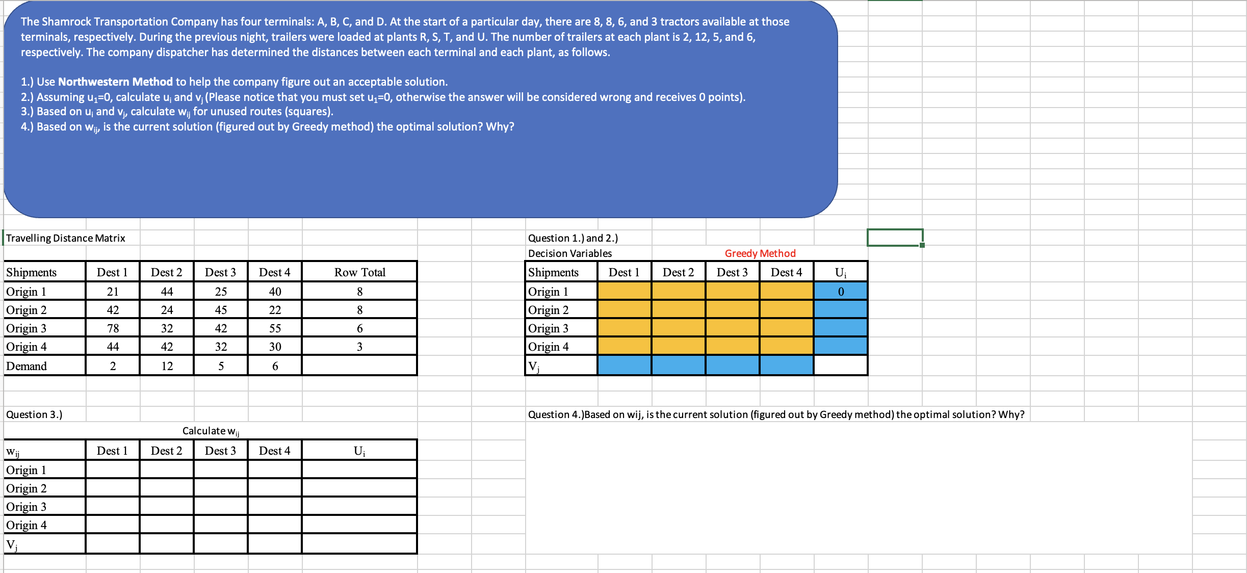 Solved Question 4.)Based on wij, is the current solution | Chegg.com