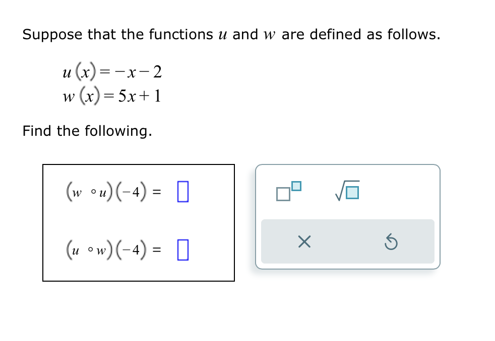 Solved Suppose that the functions u and w are defined as | Chegg.com