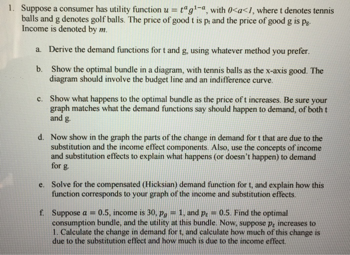 Solved Suppose A Consumer Has Utility Function U T A G 1