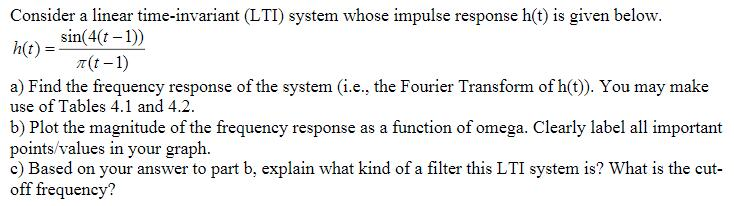 Solved Consider a linear time-invariant (LTI) system whose | Chegg.com