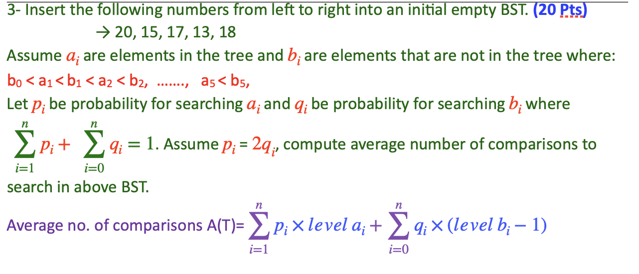 Solved 3- Insert the following numbers from left to right | Chegg.com
