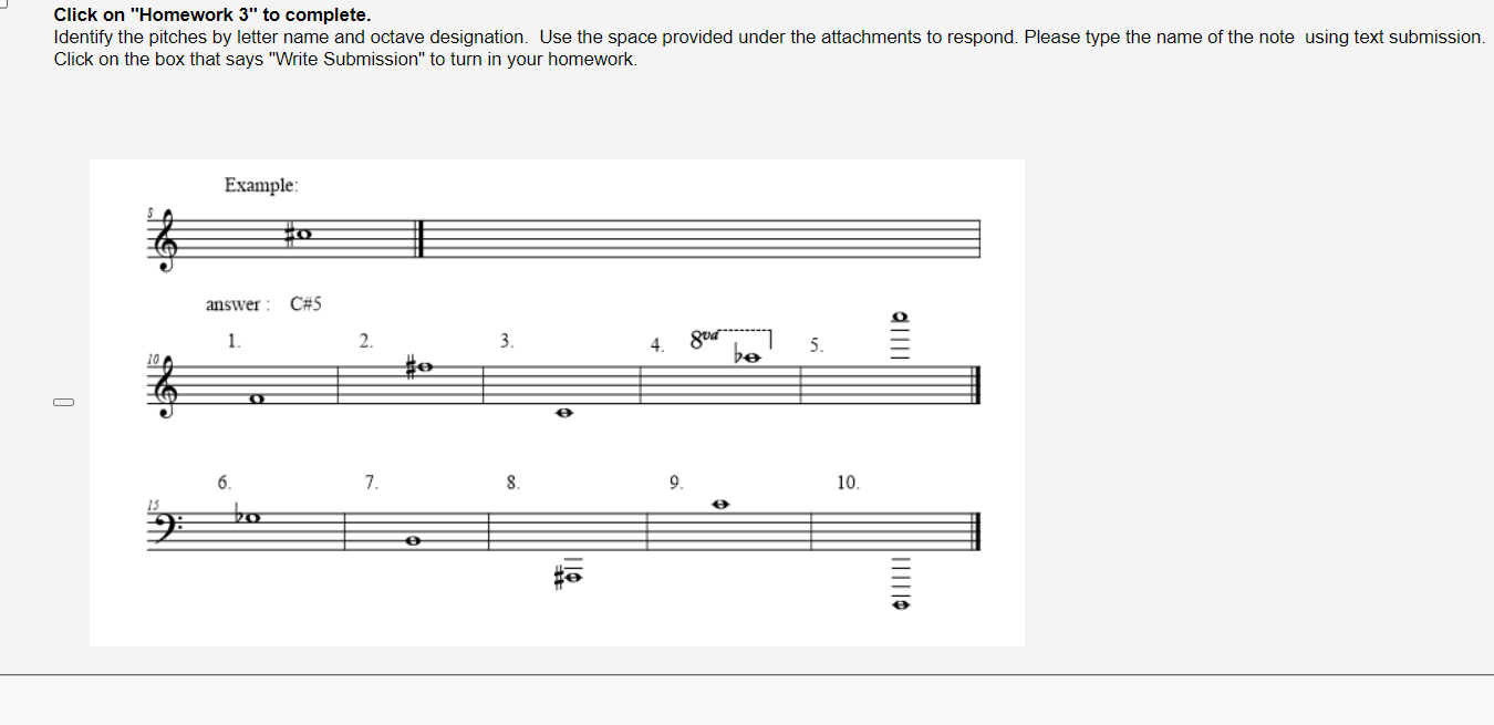 Identify the pitches by letter name and octave | Chegg.com