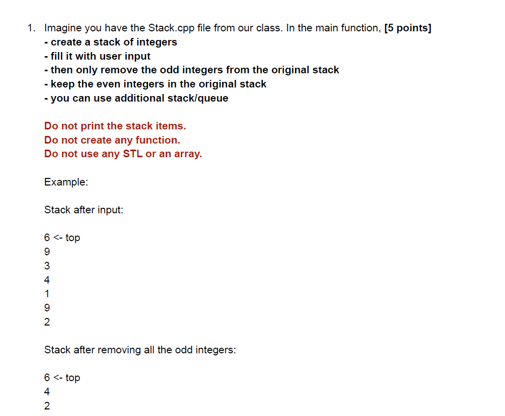 1. Imagine you have the Stack.cpp file from our | Chegg.com