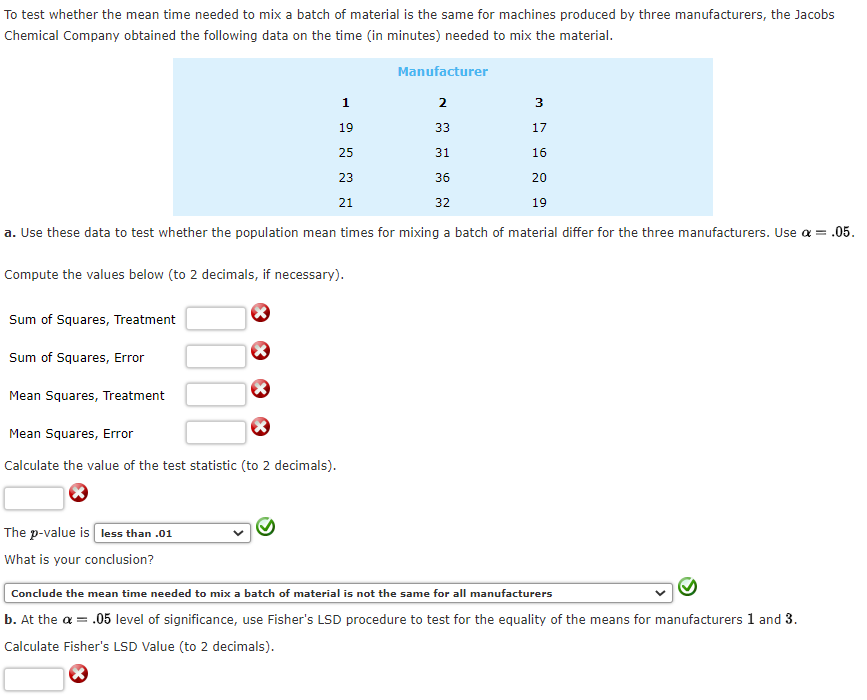 Solved The calculations for a factorial experiment involving | Chegg.com