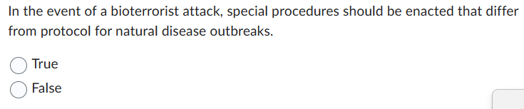 In the event of a bioterrorist attack, special | Chegg.com