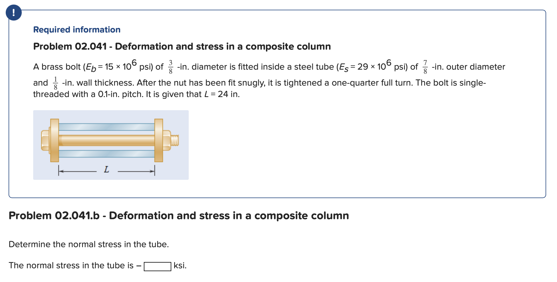 Solved Required informationProblem 02.041 - ﻿Deformation and | Chegg.com