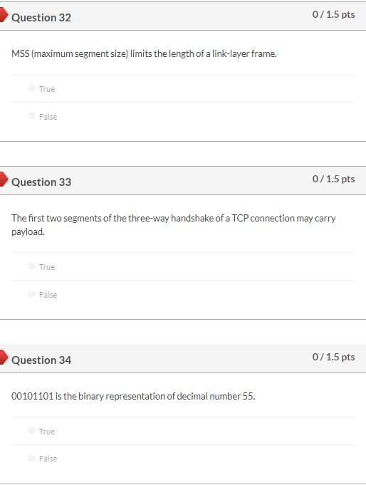 Solved Question 32 0/1.5 pts MSS (maximum segment size) | Chegg.com