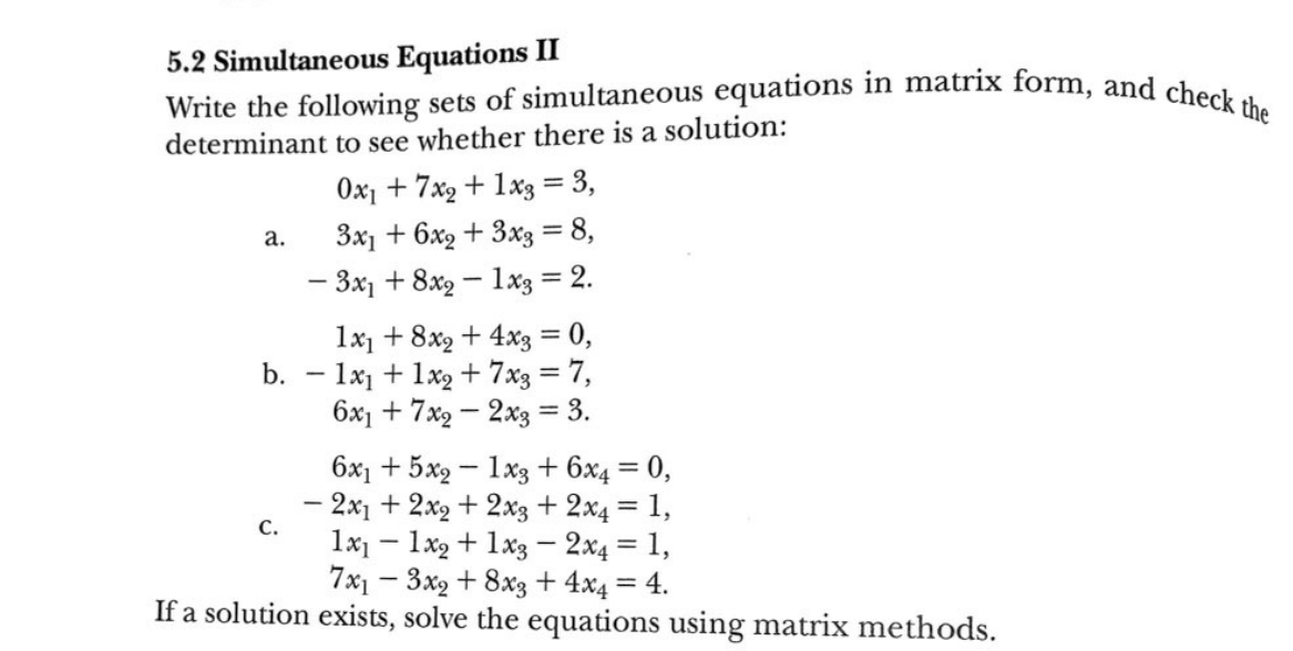 Solved 5.2 Simultaneous Equations II Write the following | Chegg.com
