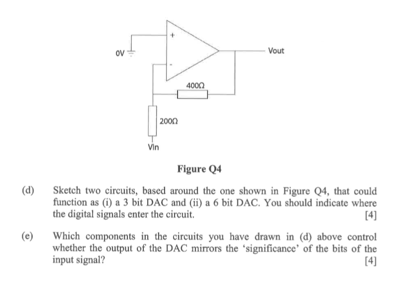 Solved Vout 20002 Figure Q4 (d) Sketch two circuits, based | Chegg.com