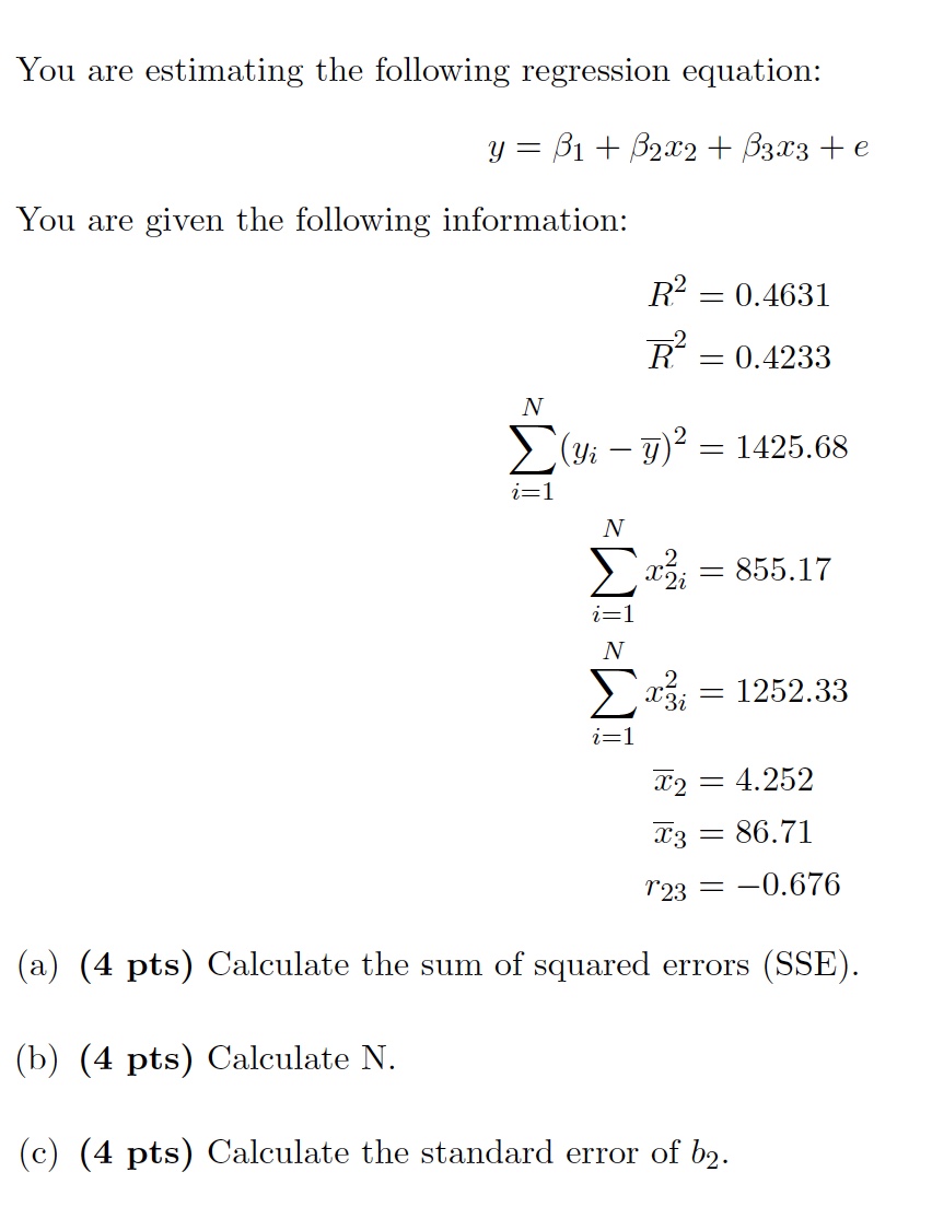 Solved You are estimating the following regression equation: | Chegg.com