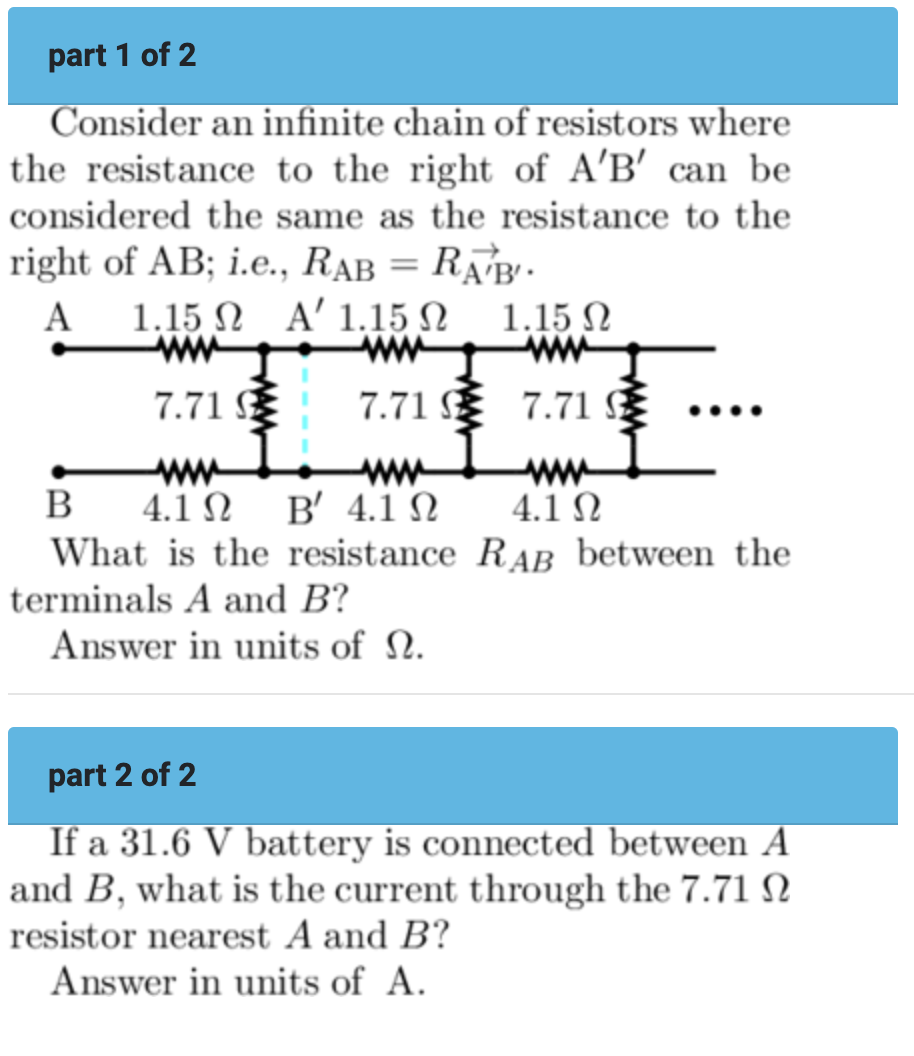 Solved Consider an infinite chain of resistors where the | Chegg.com