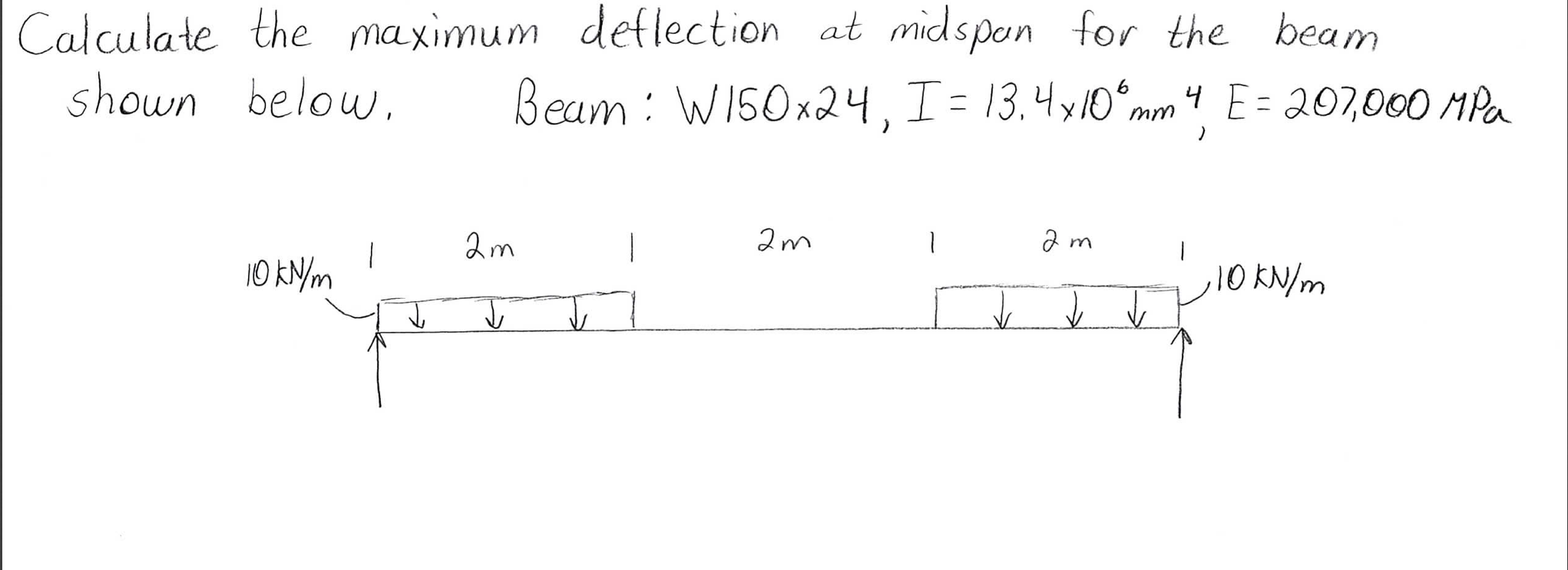 Solved Calculate the maximum deflection at midspon for the | Chegg.com