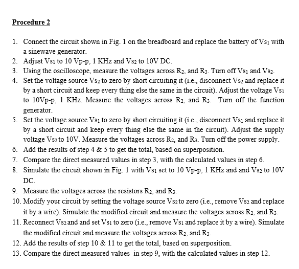 Solved Procedure 2 1. Connect the circuit shown in Fig. 1 on | Chegg.com
