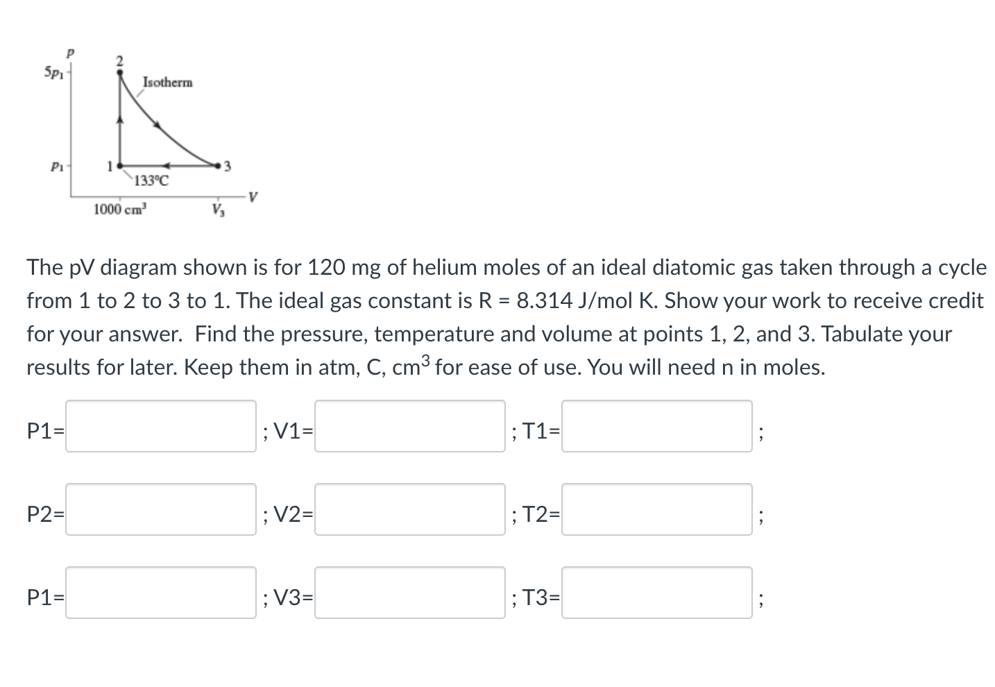 Solved The pV diagram shown is for 120mg of helium moles of | Chegg.com