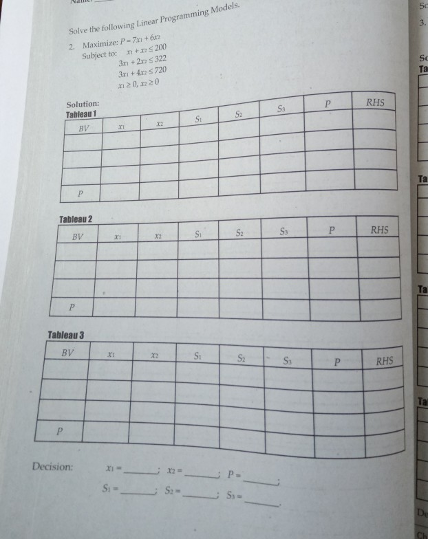 Solved Solve the following Linear Programming Models. 2. | Chegg.com