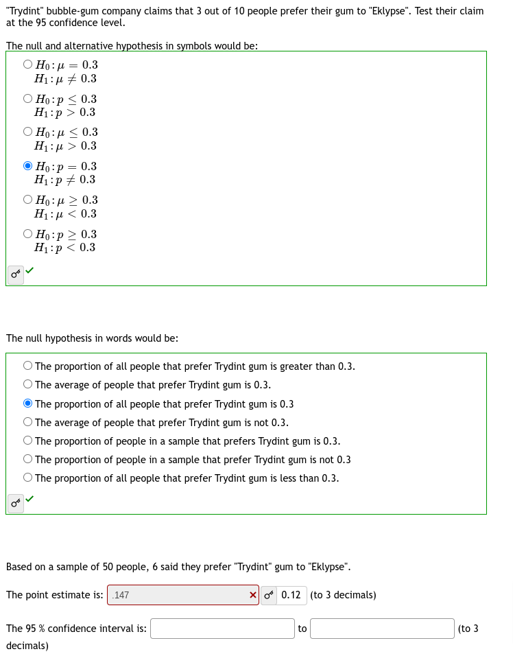 Solved "Trydint" bubble-gum company claims that 3 out of 10 | Chegg.com