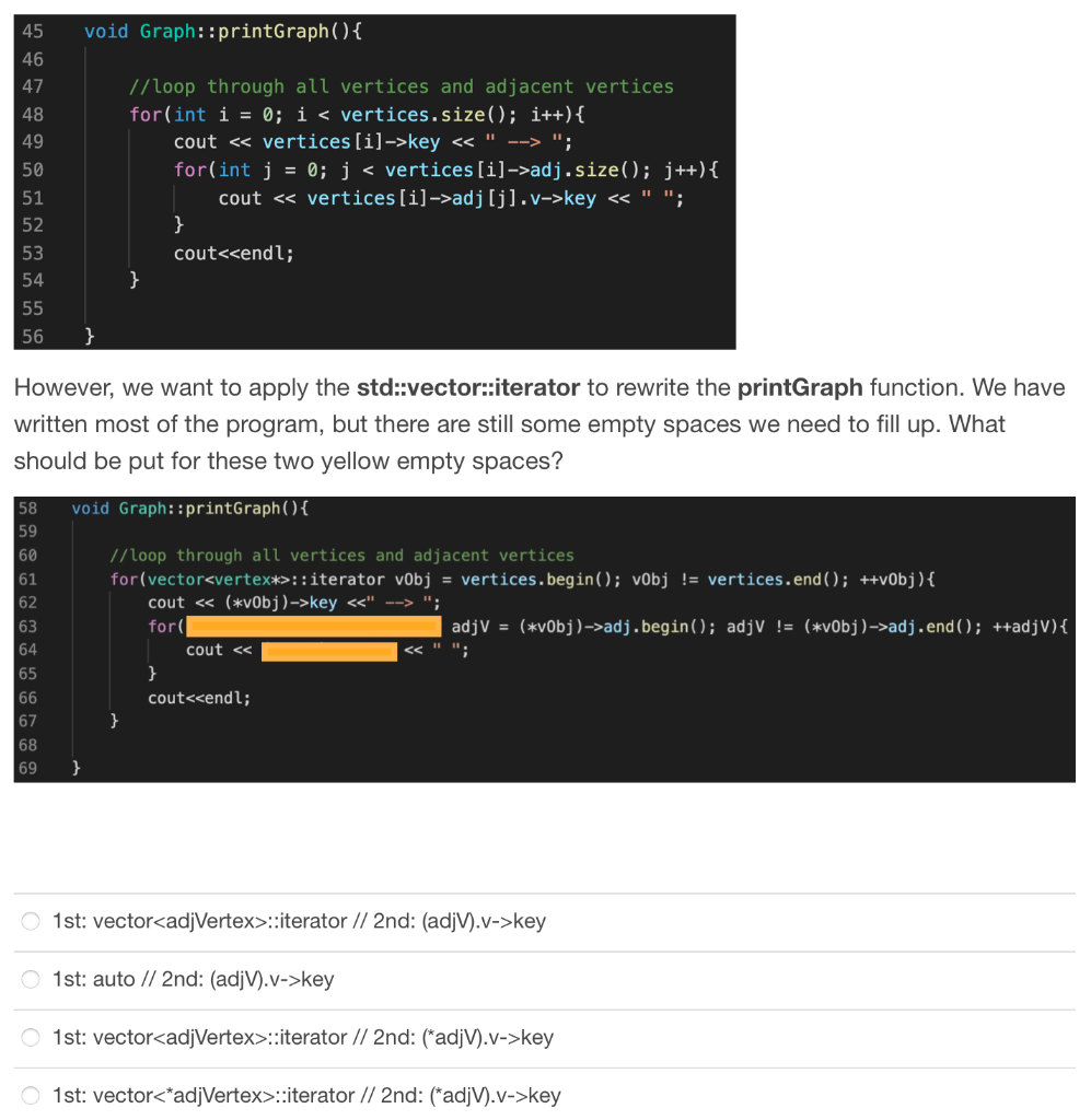 Solved Given the data structure, which stores graph | Chegg.com