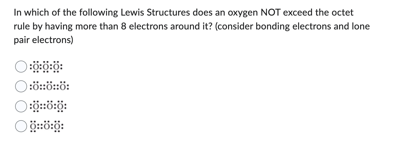 Solved In which of the following Lewis Structures does an | Chegg.com